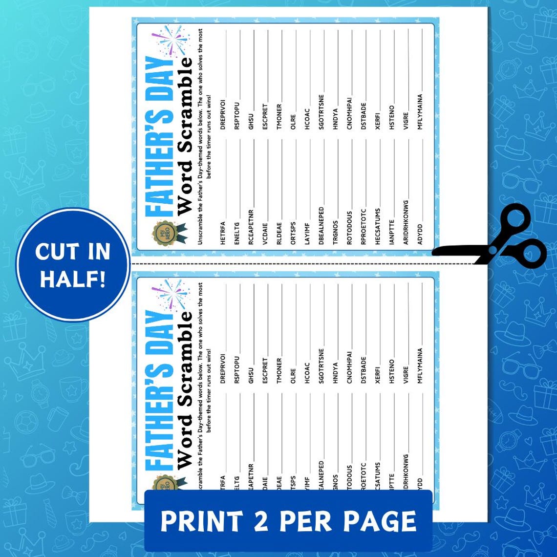 Father's Day Word Scramble Game, Printable Fathers Day Party Games ...
