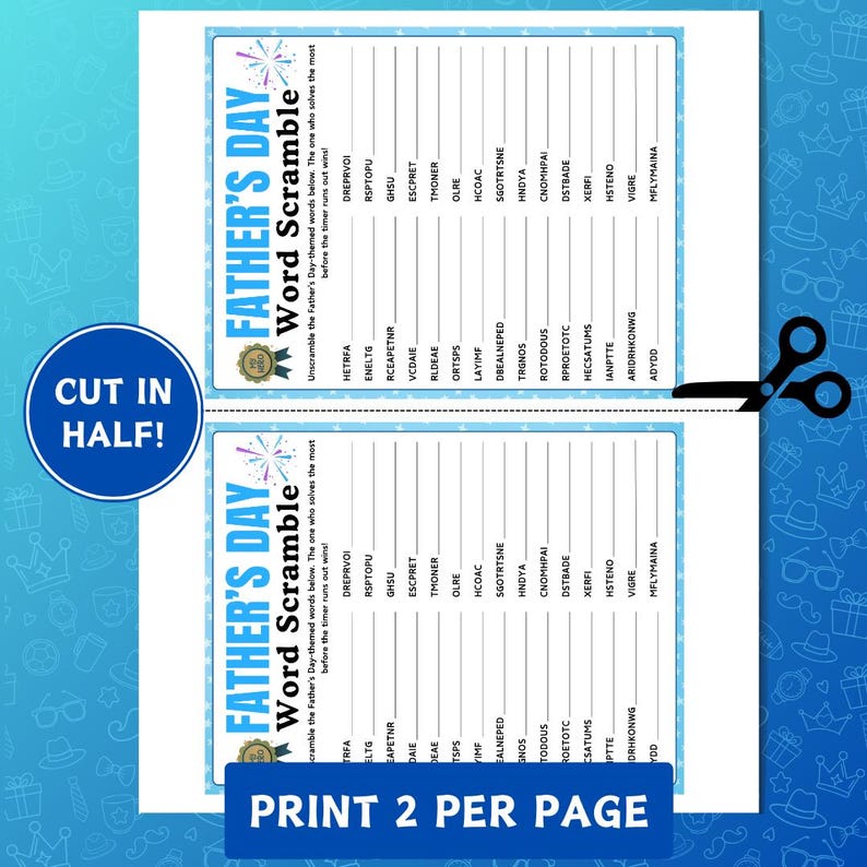 Father's Day Word Scramble Game, Printable Fathers Day Party Games ...