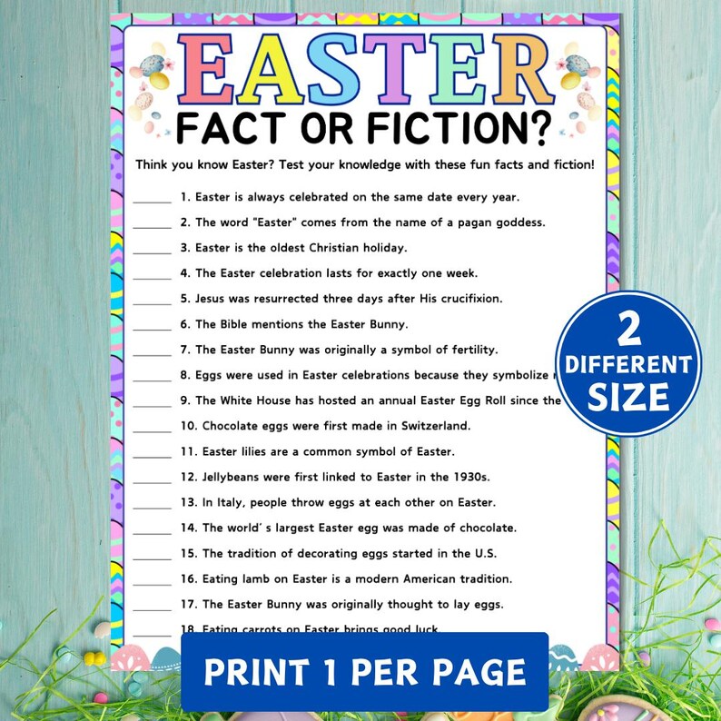 Easter Fact or Fiction Game, Printable Easter Fact Quiz, Easter Trivia ...