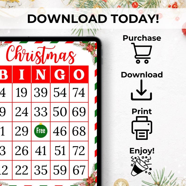 60 Christmas Bingo Cards, Christmas Activity, Christmas Games ...