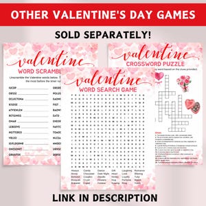 Printable Valentines Day Crossword Puzzle, Valentine Party Game for ...