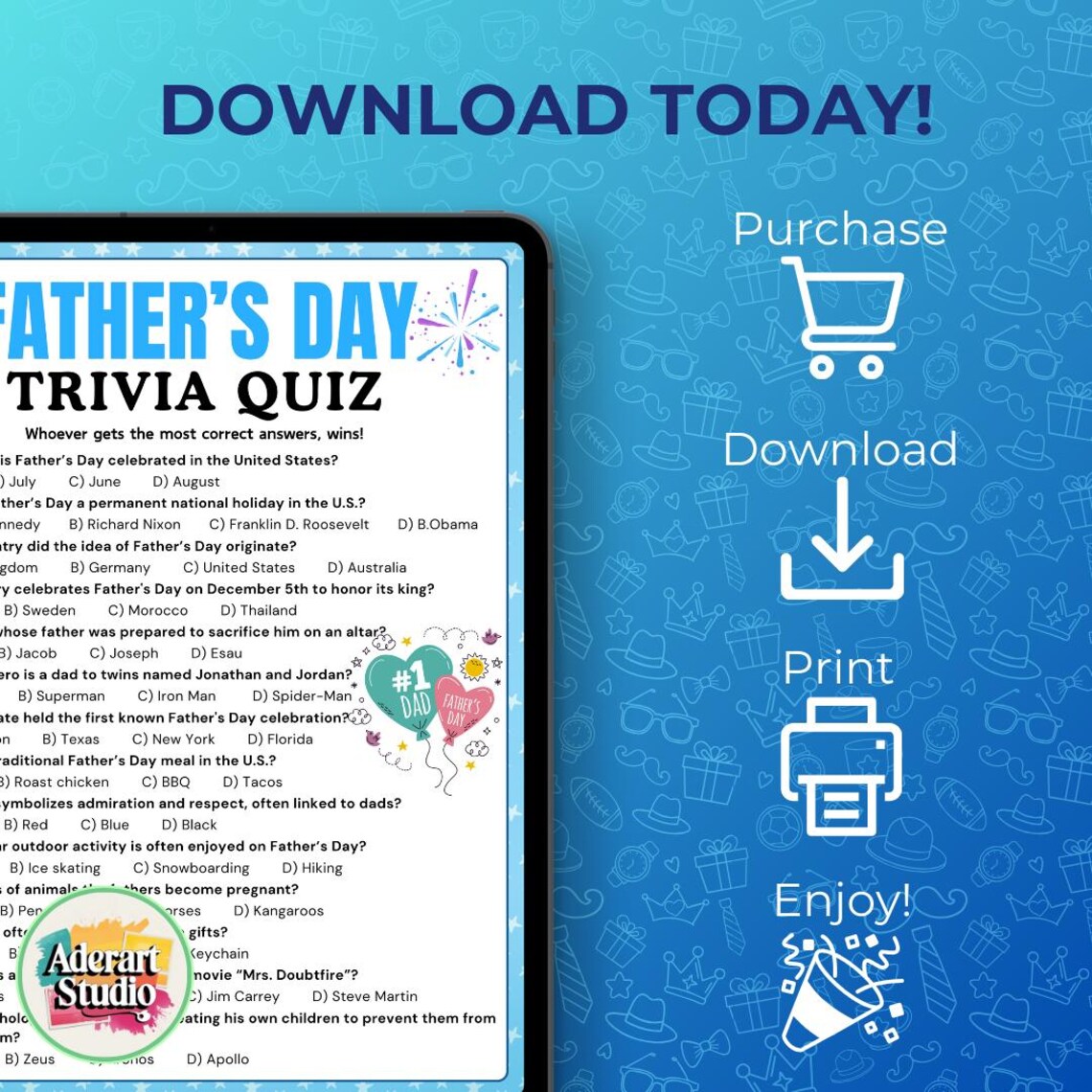 Father's Day Trivia Game, Printable Fathers Day Quiz, Father's Day ...