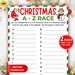 Christmas A-Z Word Race Game, Christmas Party Games, Xmas Family Game ...