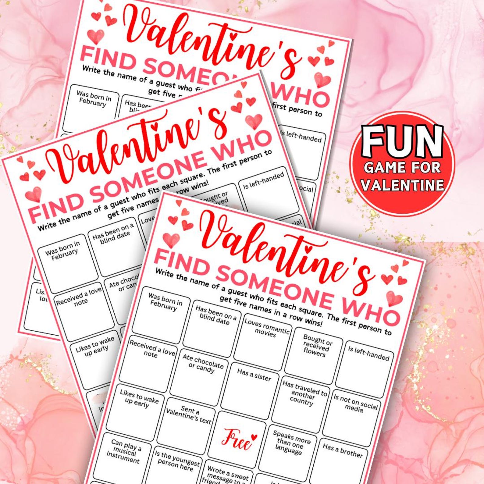 Valentines Day Find Someone Who Game, Valentine's Party Game, Find the ...