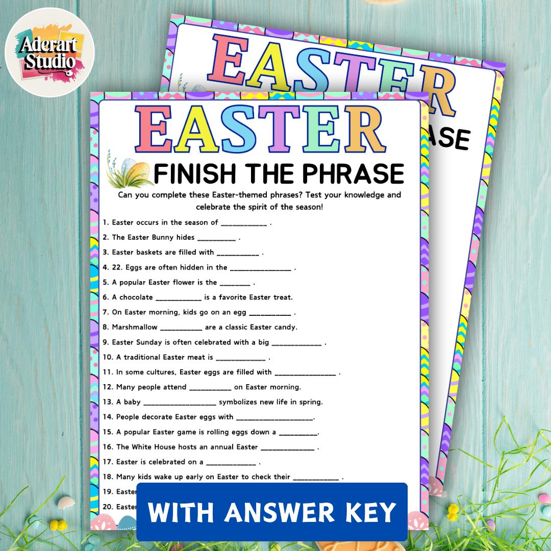 Easter Finish the Phrase Game, Easter Trivia Game, Printable Easter ...