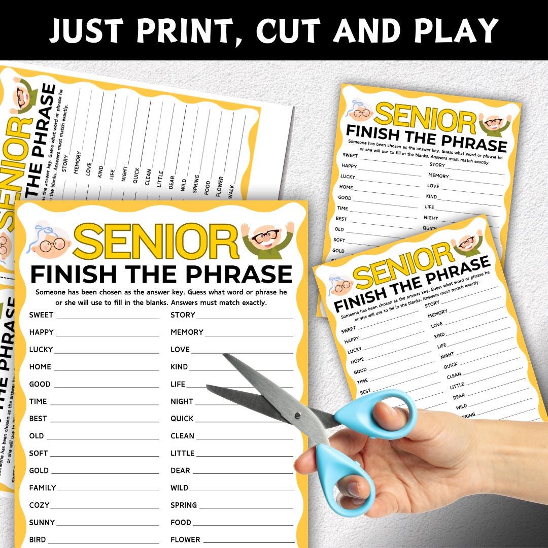 Senior Finish the Phrase Game, Games for Senior Citizens, Seniors ...