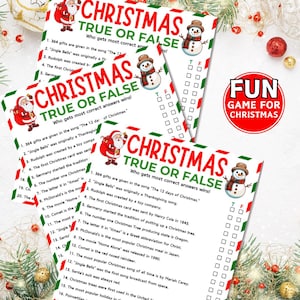 Christmas True or False Game, Printable Christmas Game, Christmas ...