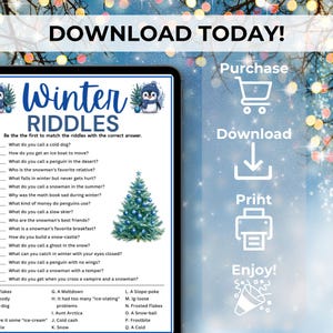 Winter Riddles Game, Holiday Riddle Game, Riddle Me This, Fun Winter ...
