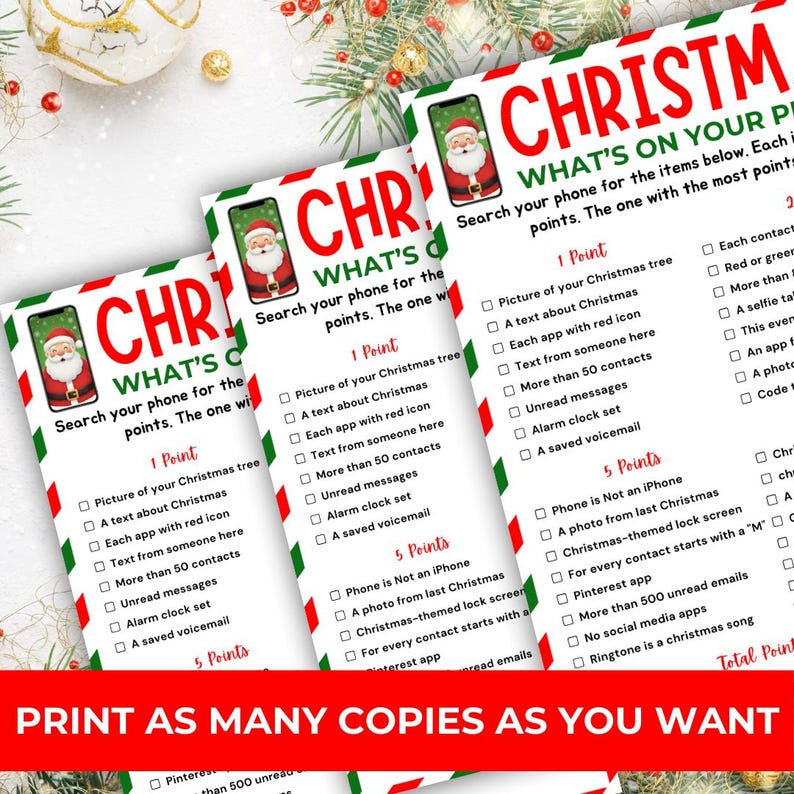 Christmas What's on Your Phone Game, Printable Christmas Party Games ...