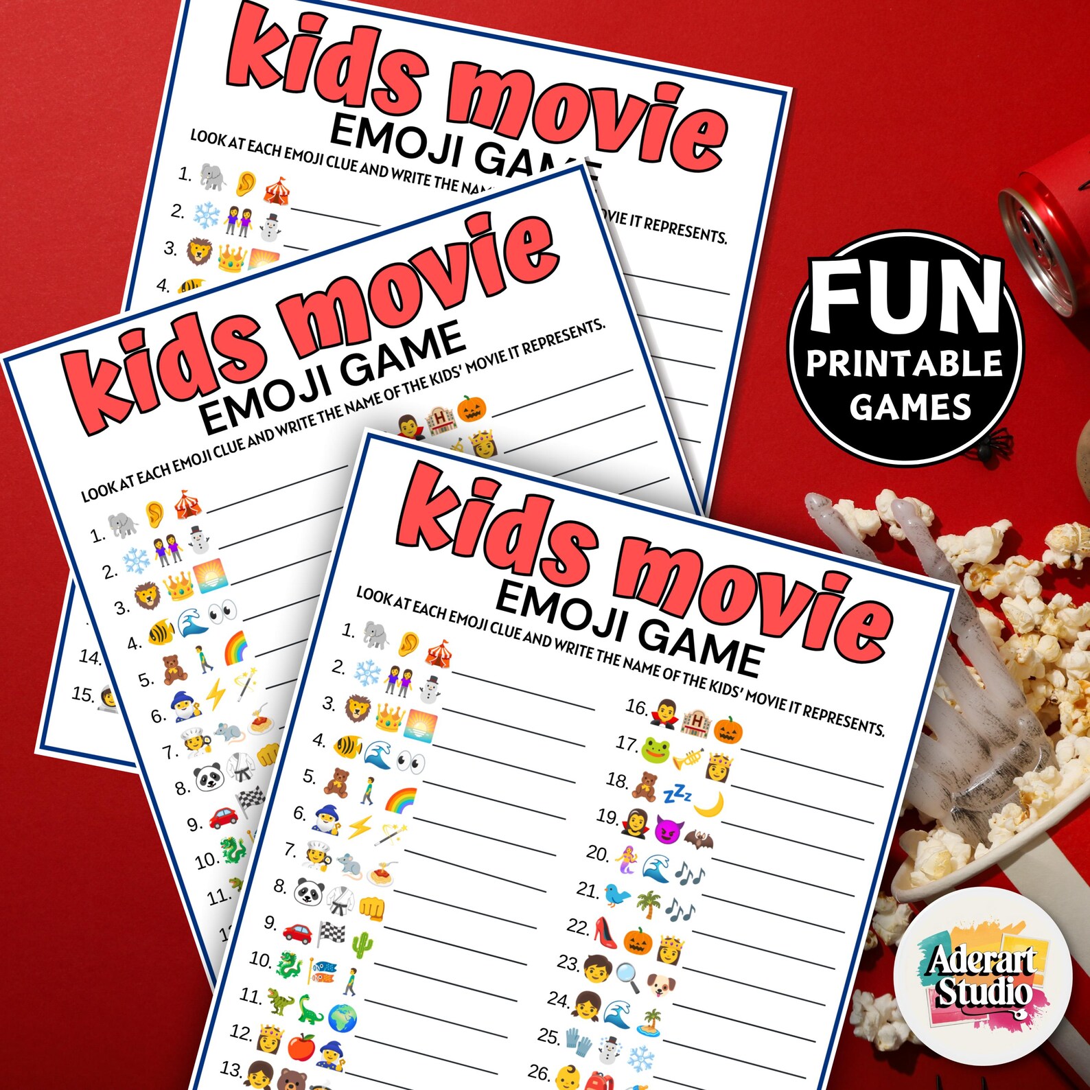 Kids Movie Emoji Game, Guess the Movie Game, Movie Trivia Game, Emoji ...
