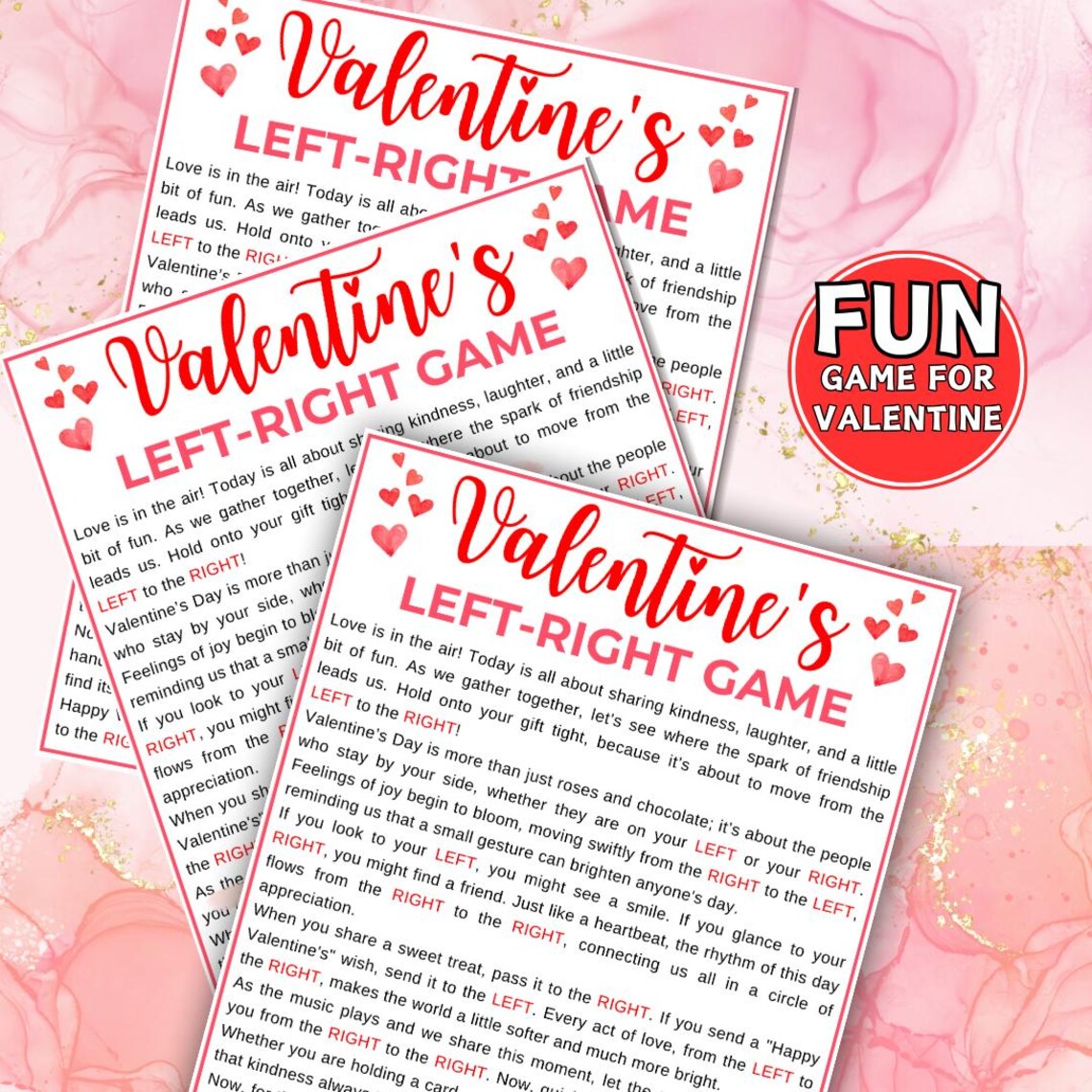 Valentines Day Left Right Game, Printable Valentines Games, Pass the ...