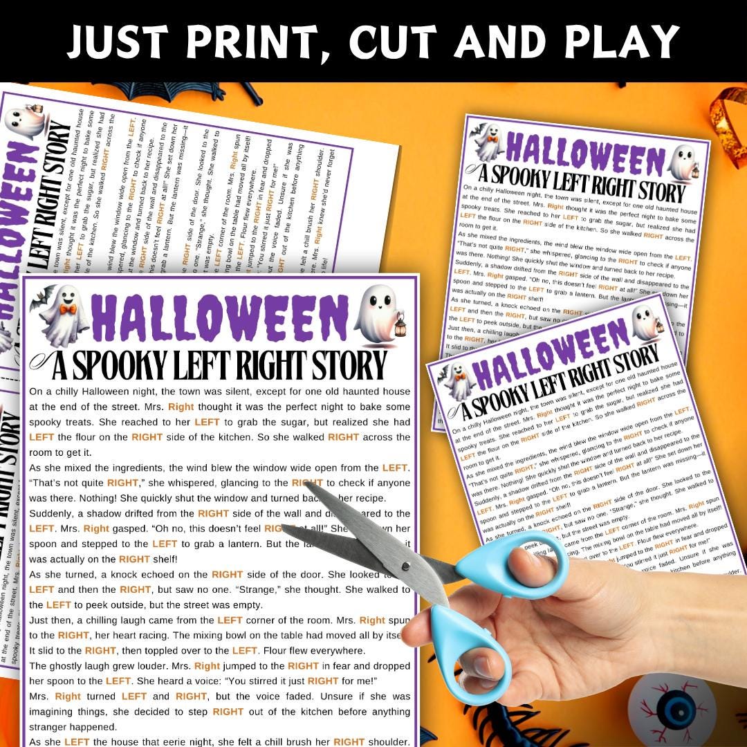 Left Right Halloween Game, Halloween Left Right Story, Printable ...