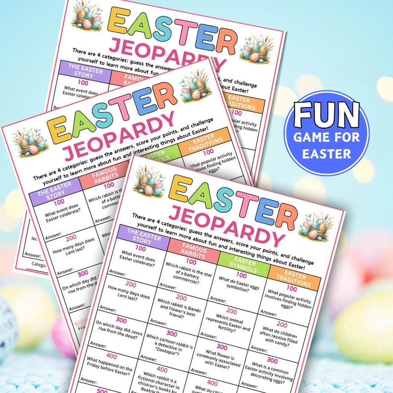 Easter Jeopardy Game, Easter Trivia Game, Quiz Game, Easter Party Games ...