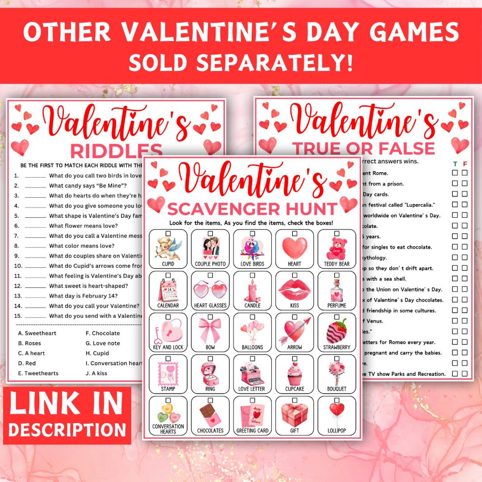 Valentine's Day Trivia Game, Printable Valentines Day Party Game ...