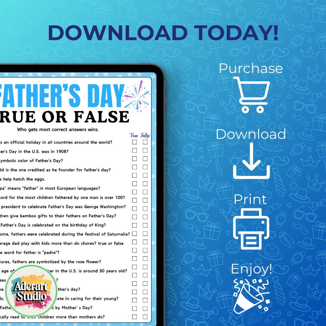 True or False Father's Day Game, Fathers Day Trivia Quiz, True or False ...