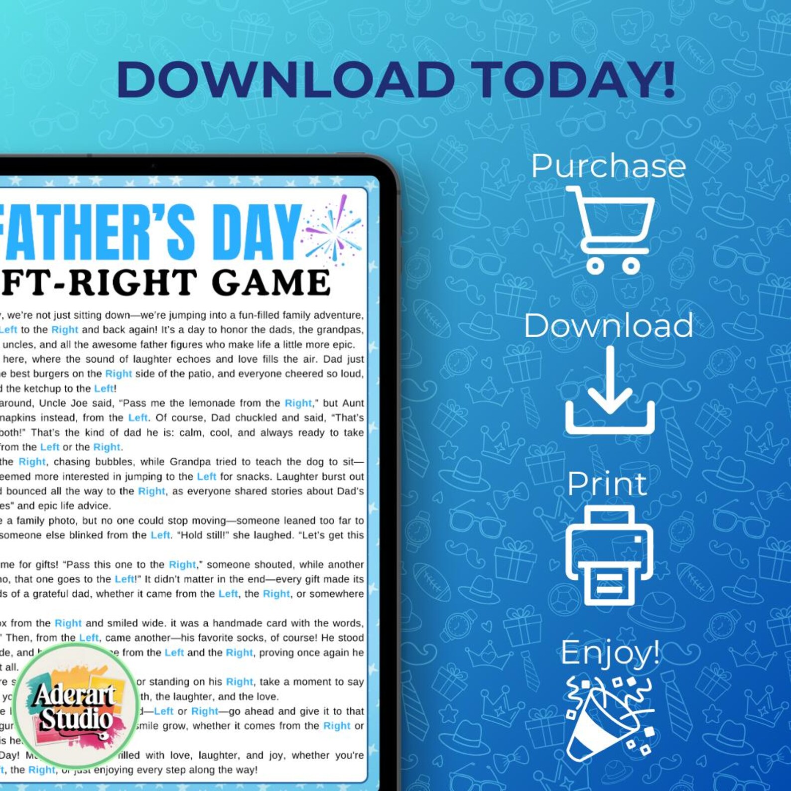 Left Right Father's Day Game, Pass the Prize Gift Exchange Game ...