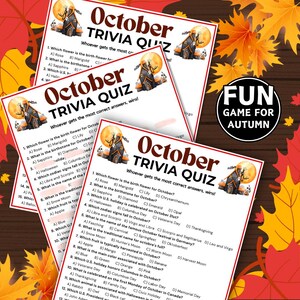 October Trivia Game, Autumn Trivia Quiz, Fall Party Game, Printable ...
