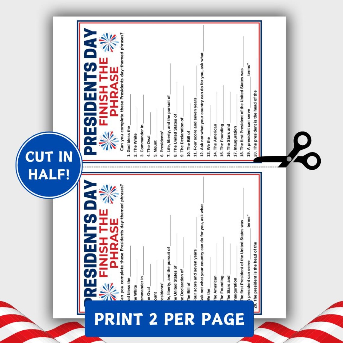 Presidents' Day Trivia Game, Printable Patriotic Trivia Quiz, Fun ...