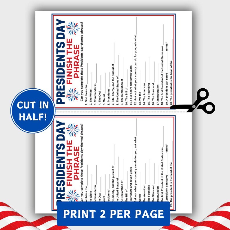 Presidents' Day Trivia Game, Printable Patriotic Trivia Quiz, Fun ...