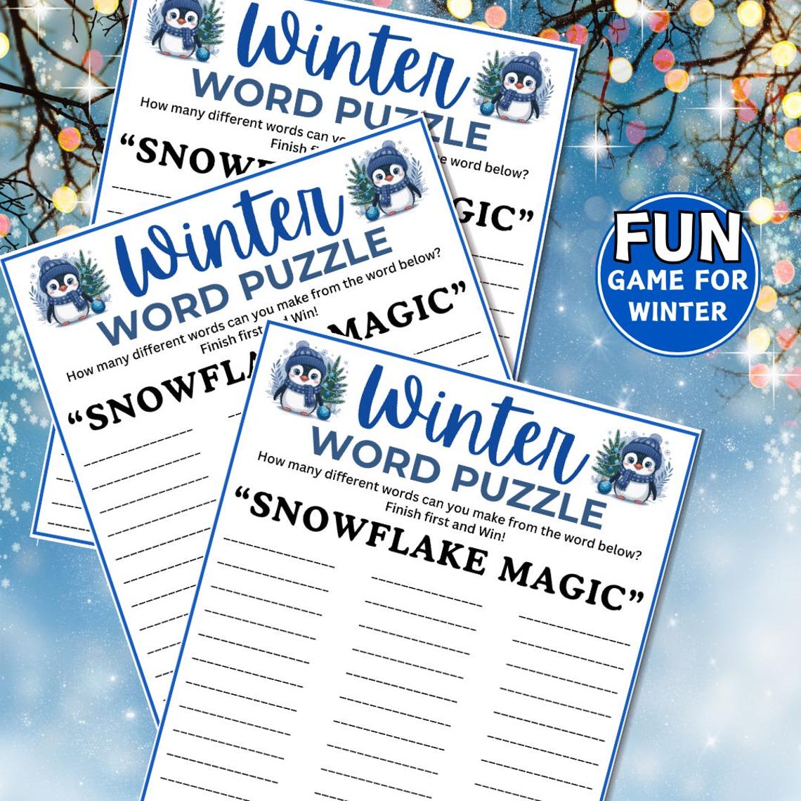 Winter Word Puzzle Game, Winter Word Games, Fun Holiday Game, Christmas ...