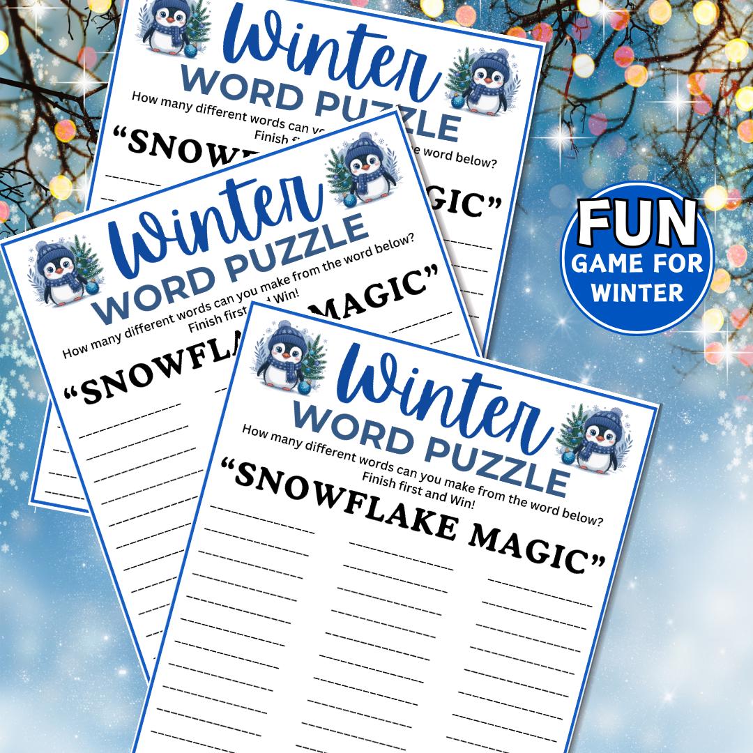Winter Word Puzzle Game, Winter Word Games, Fun Holiday Game, Christmas ...