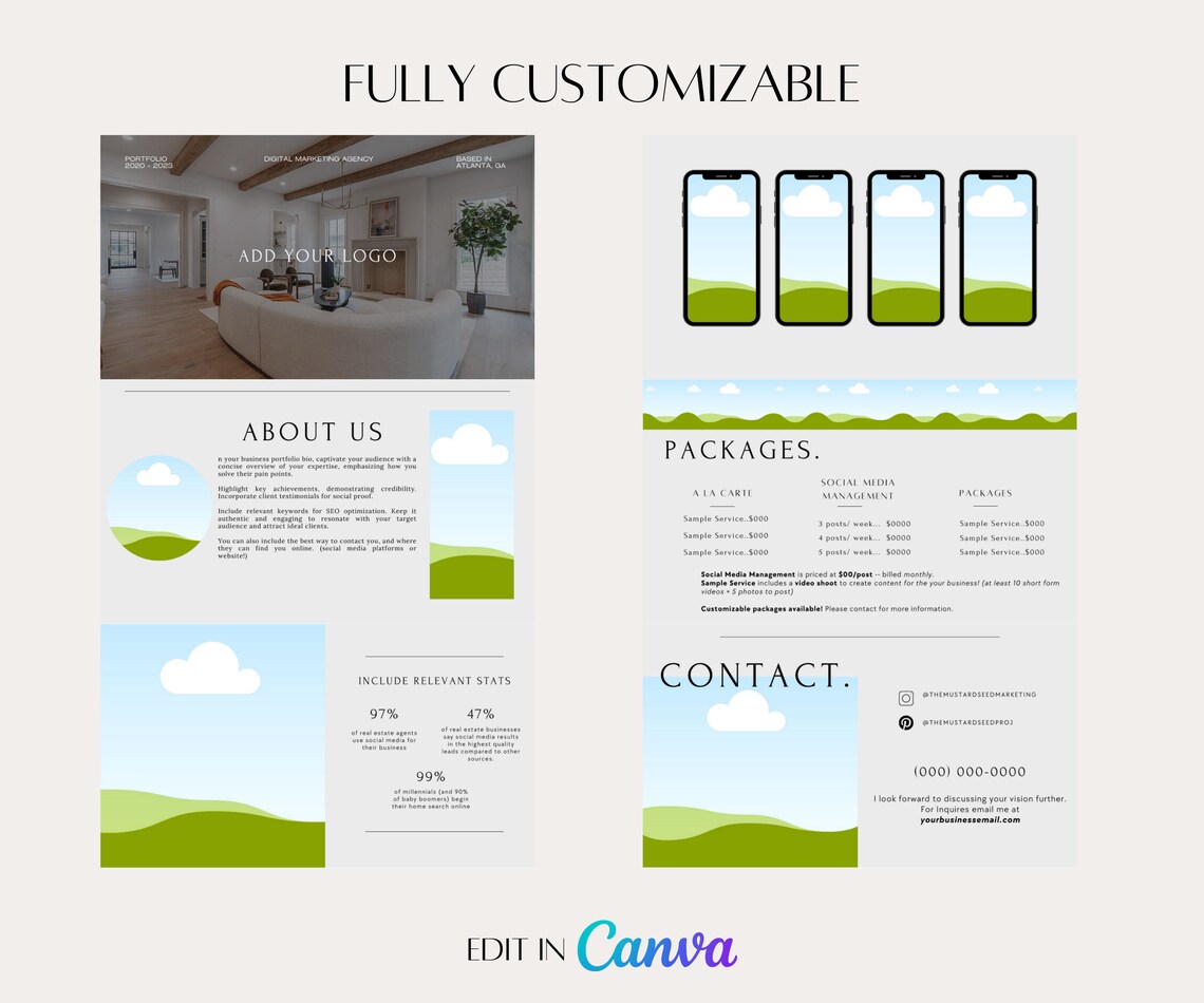 Portfolio Website Template Canva Template Website Canva Template Social ...