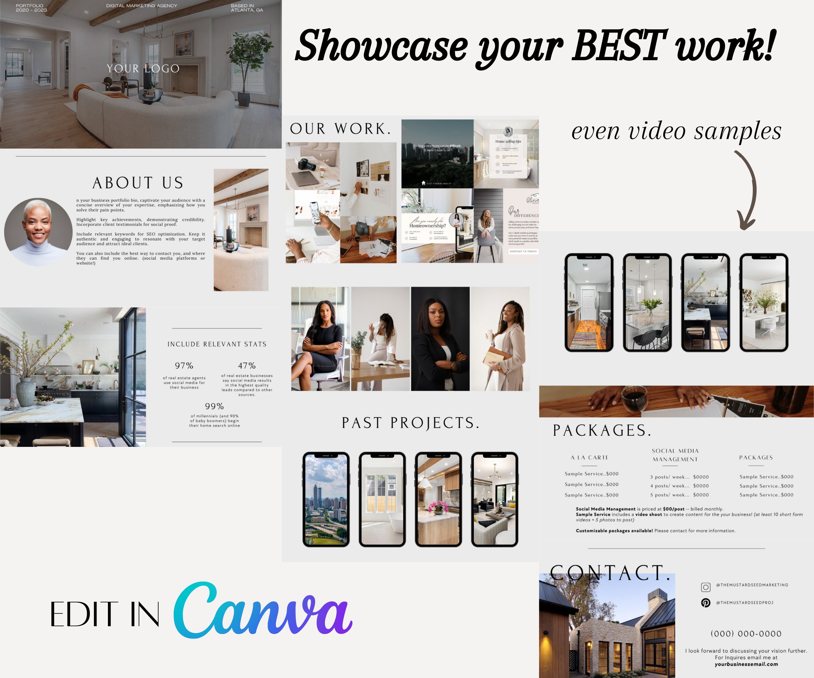 Portfolio Website Template Canva Template Website Canva Template Social ...