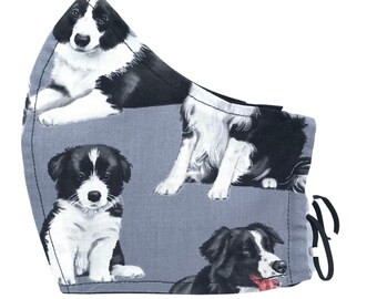Border Collie Face Mask With Filter Pocket and Nose Wire - Etsy