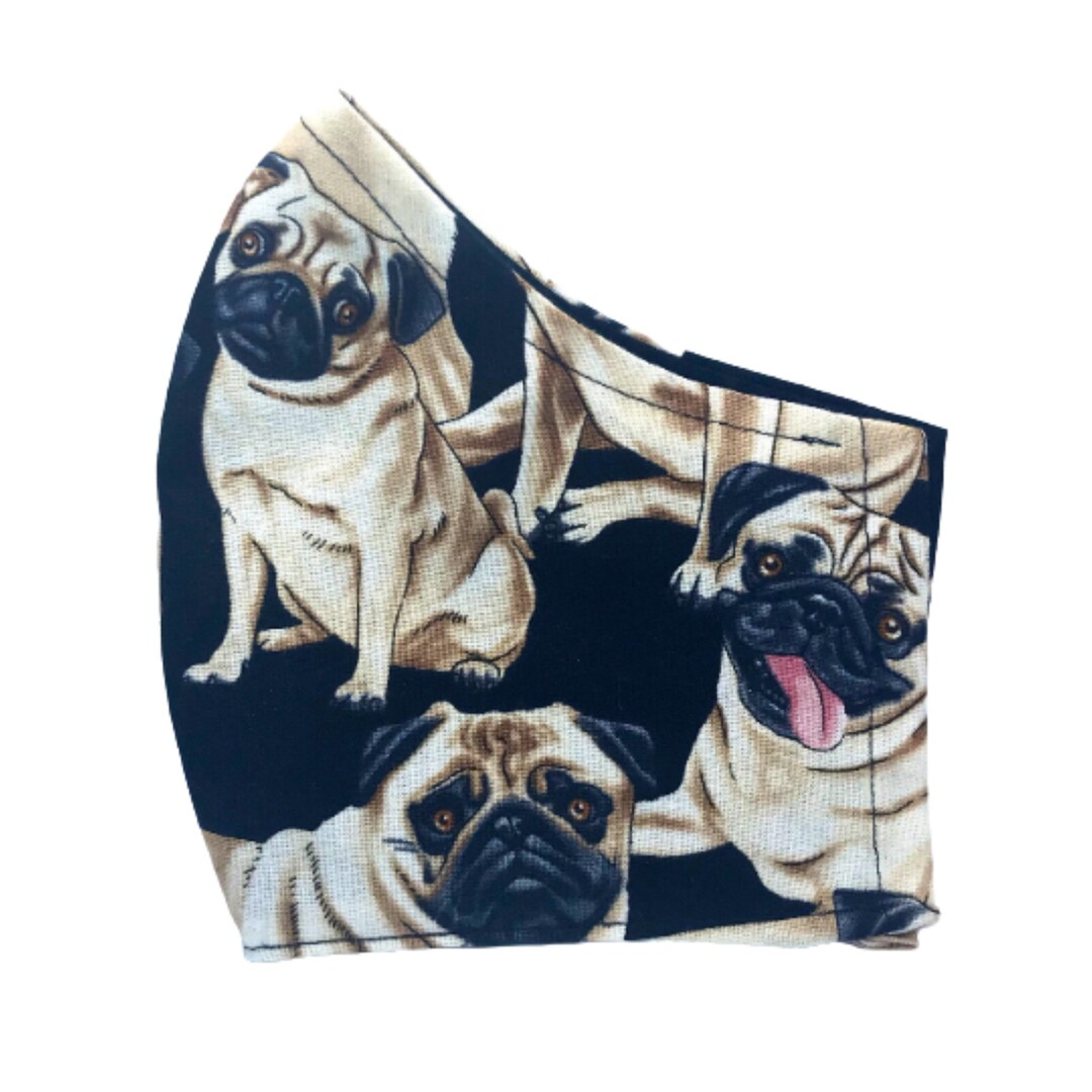 Pug Dog Face Mask Covers With Nose Wire & Filter Pocket Kids Face Mask ...