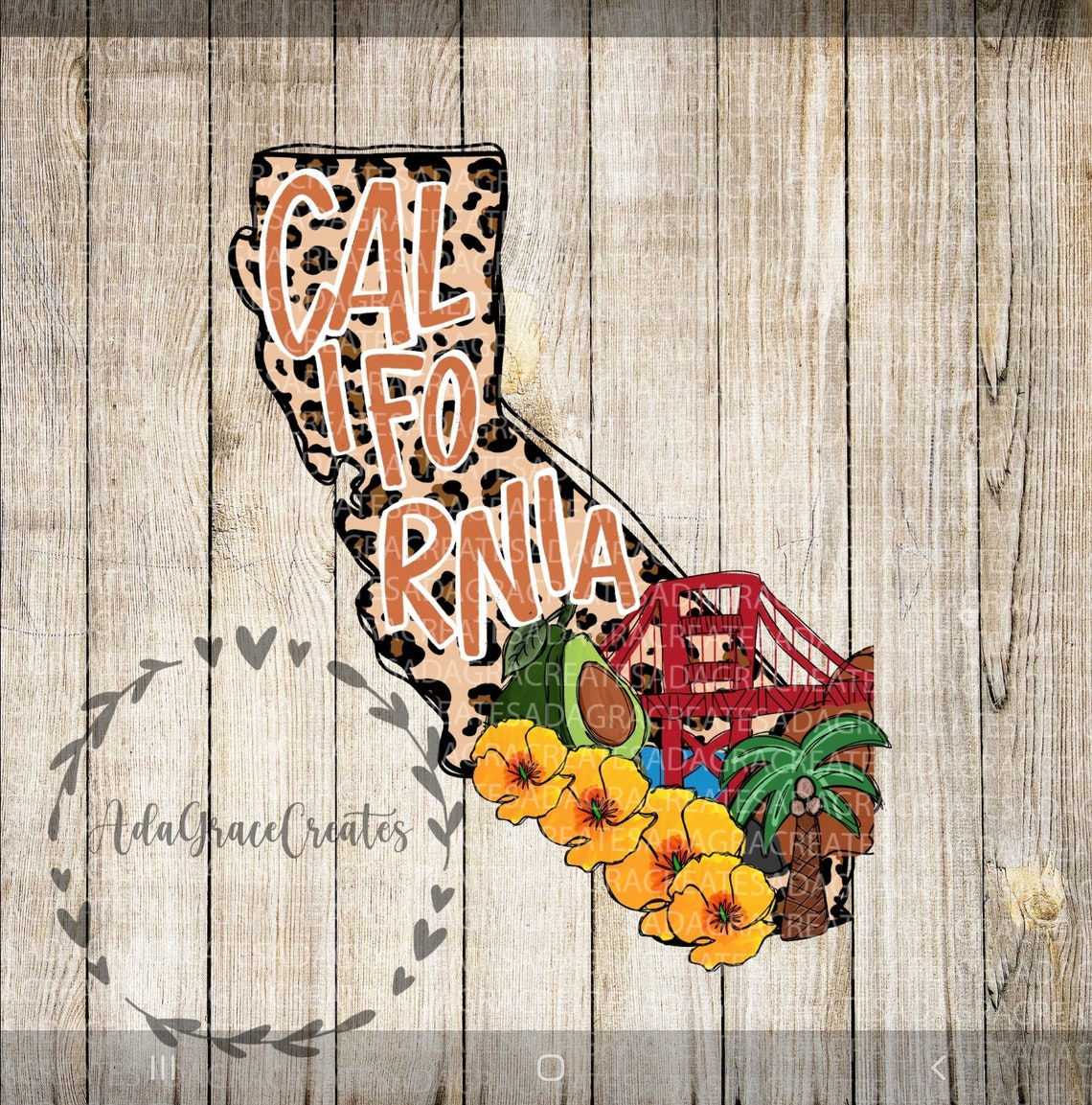 California state png hand drawn clipart california clipart | Etsy