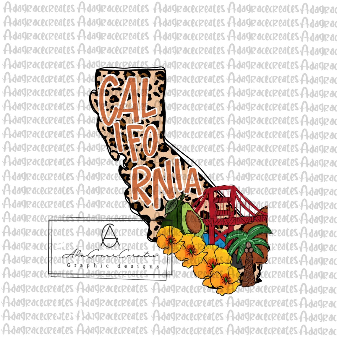 California State Png Hand Drawn Clipart California Clipart - Etsy