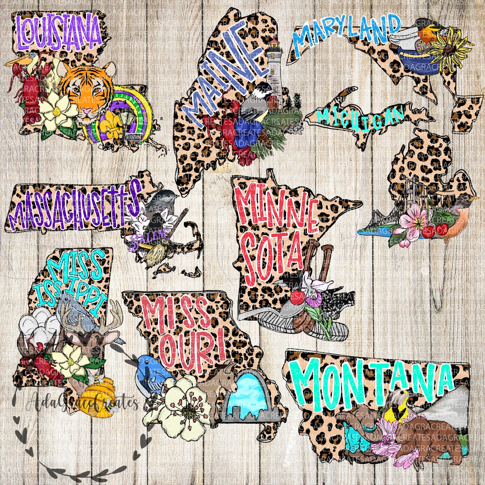 50 States Pngall 50 States Png Bundle 50 States Png Digital - Etsy