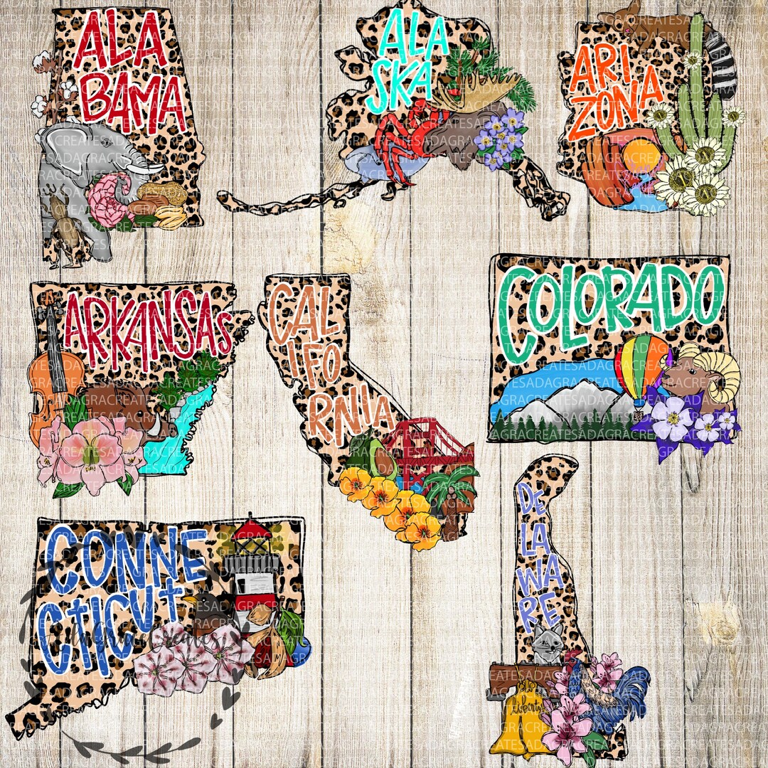 50 States Png,all 50 States Png Bundle, 50 States Png Digital Download ...