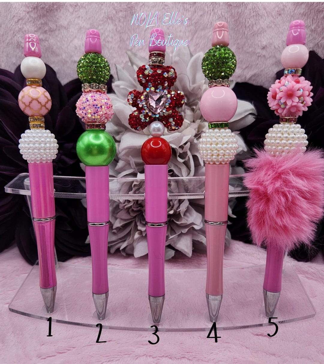 Handbeaded Pretty Pink Pens - Etsy