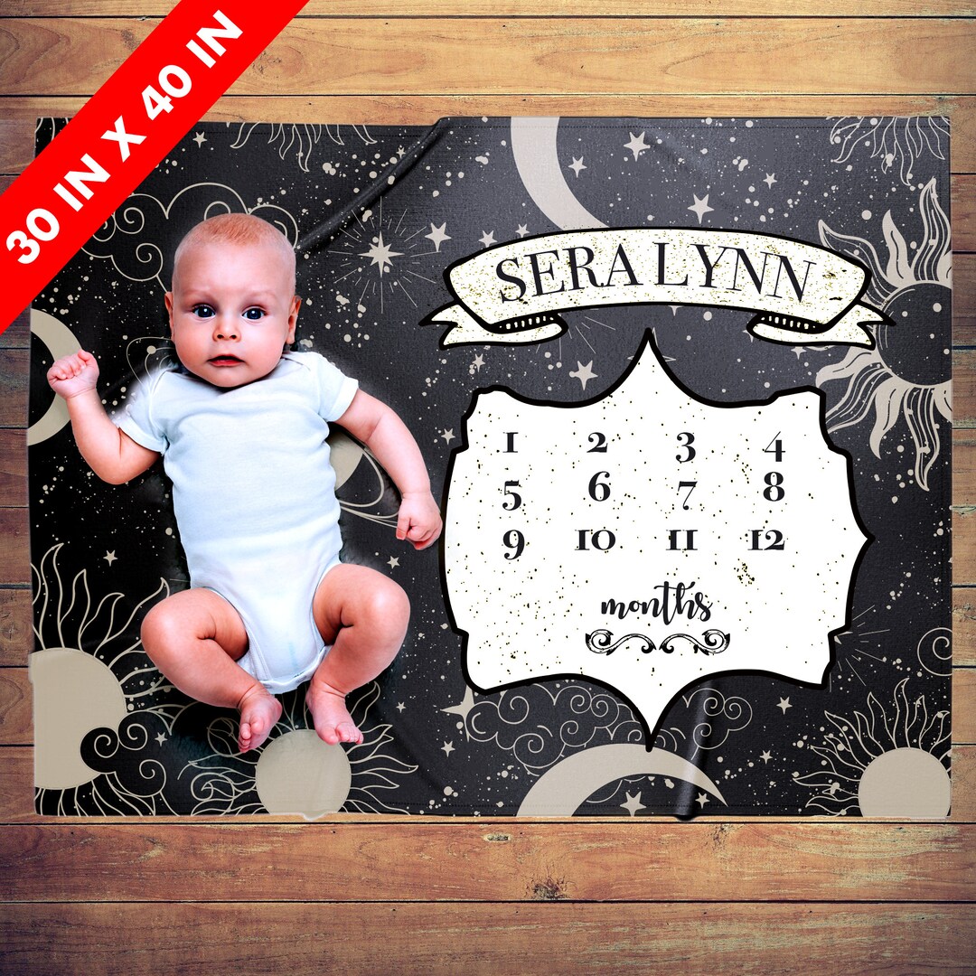 Boho Galaxy Milestone Blanket feat. The Sun, The Moon And The Stars ...
