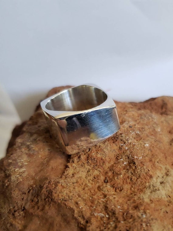 Modern Square Sterling Silver Ring / Abstract Sterlin… - Gem
