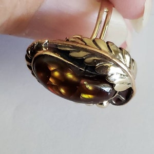Fire Agate 14k Yellow Gold Navajo Style Ring / Native American 14k Fire Agate Ring / Fire Agate ...