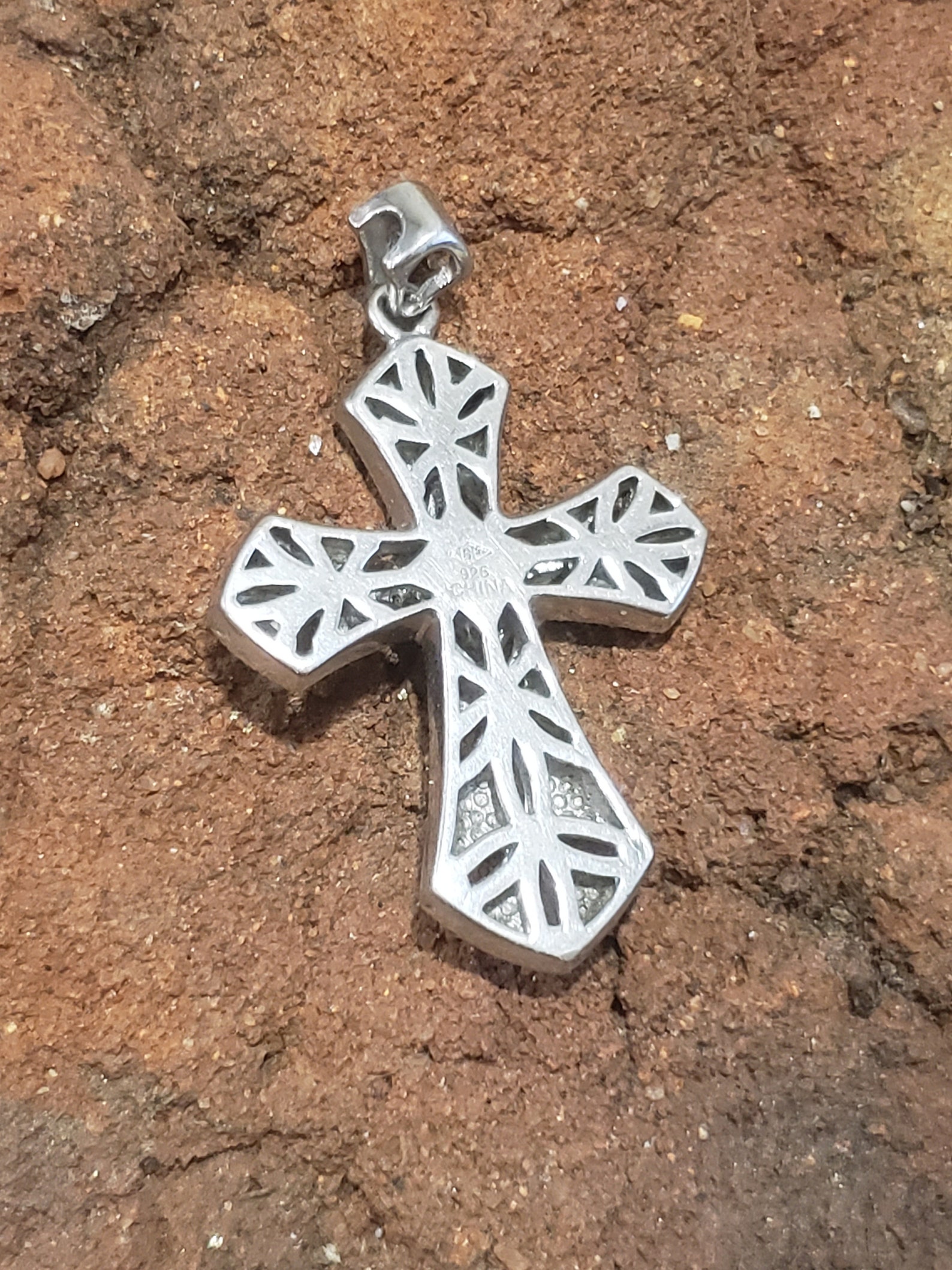 Diamond Cross in Sterling Silver Pendant / Multistone Pave Set - Etsy