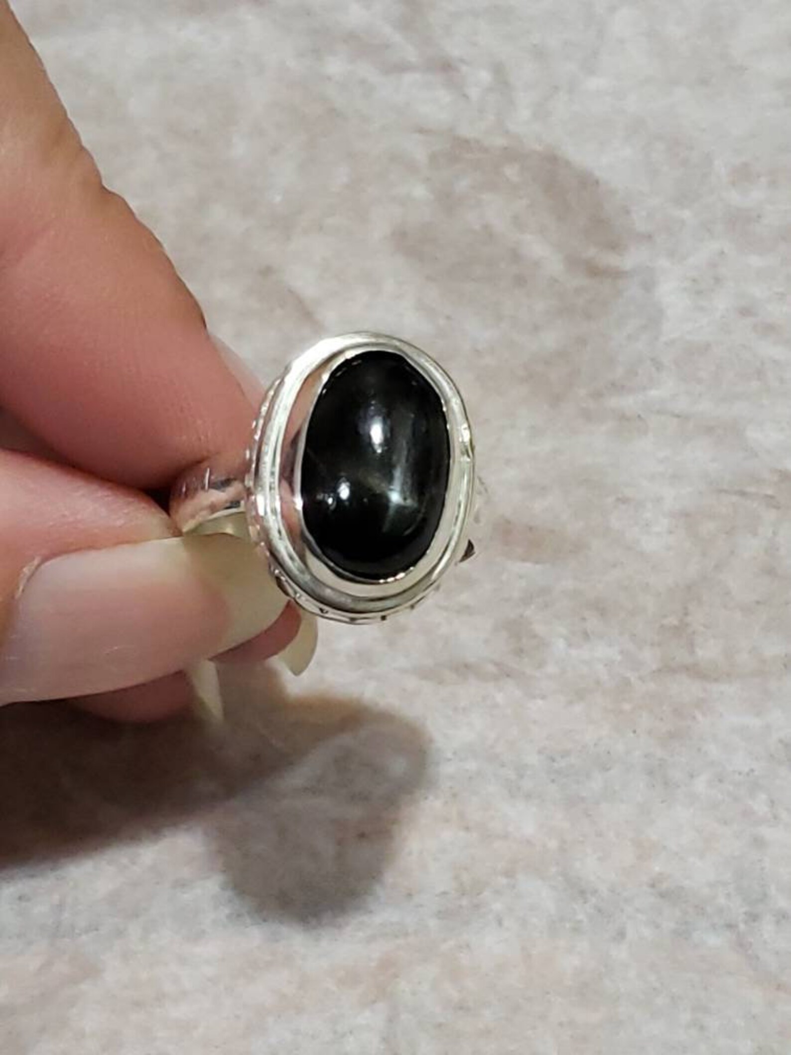 Star Garnet Sterling Silver Ring / Black Star Garnet / - Etsy