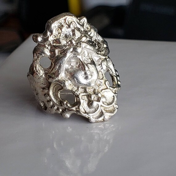Antique Sterling silver Art Nouveau knuckle ring woman lady face .925 7 ...