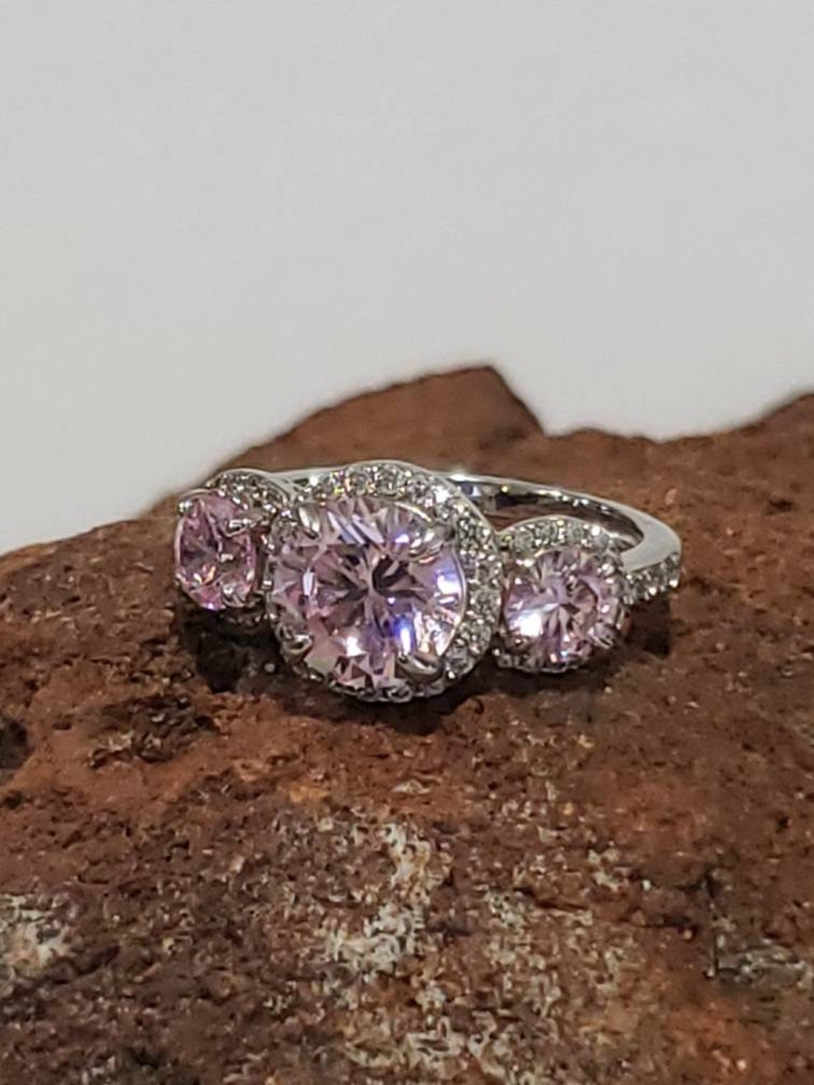Pink / Cubic Zirconia / Sterling Silver / Cocktail / Ring - Etsy