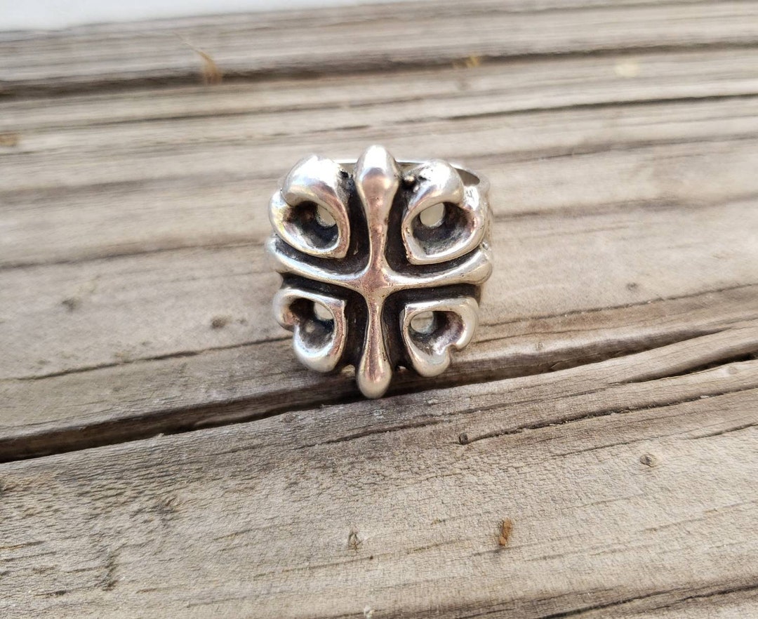 Sterling Silver Large Statement Ring / Cross / Floral / Hearts ...