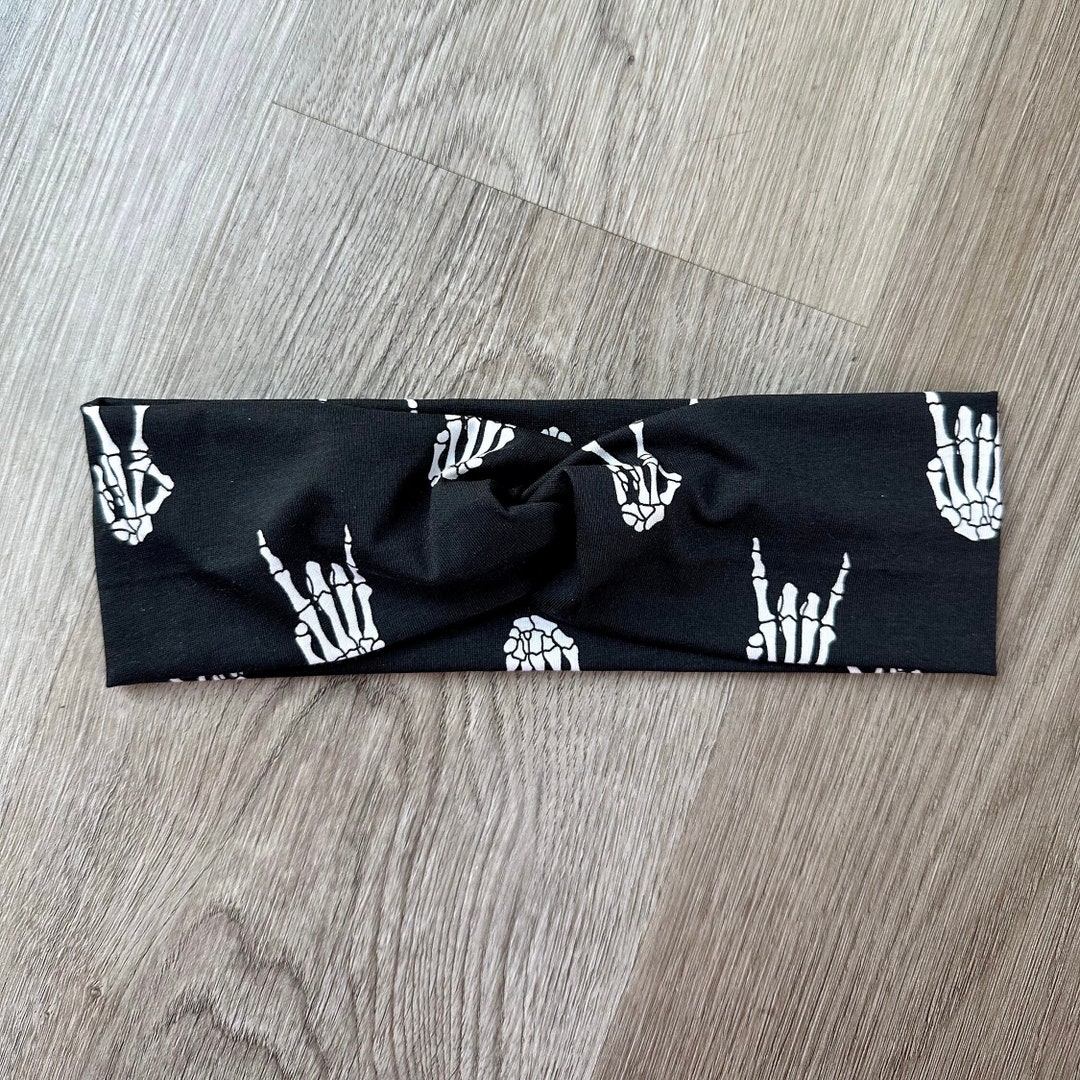 Skeleton Hand Print Crisscross Soft Stretchy Headband - Adult Headband ...