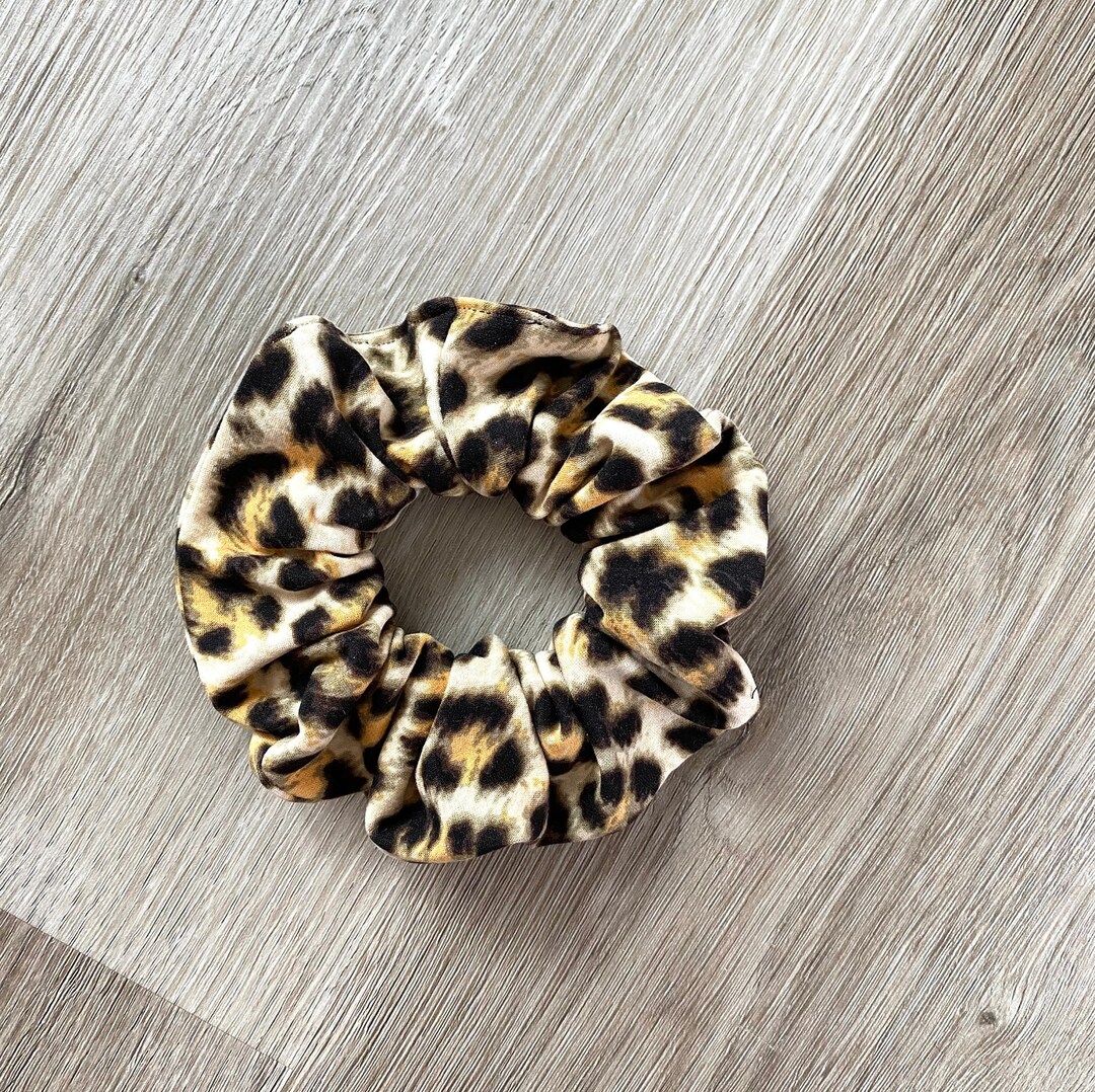 Classic Leopard Cheetah Soft Scrunchie - Hair Tie, Printed Scrunchie ...