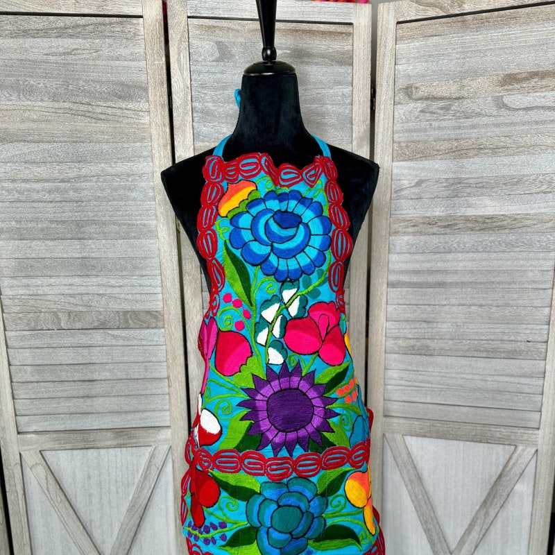 Mexican Embroidered Apron - Etsy