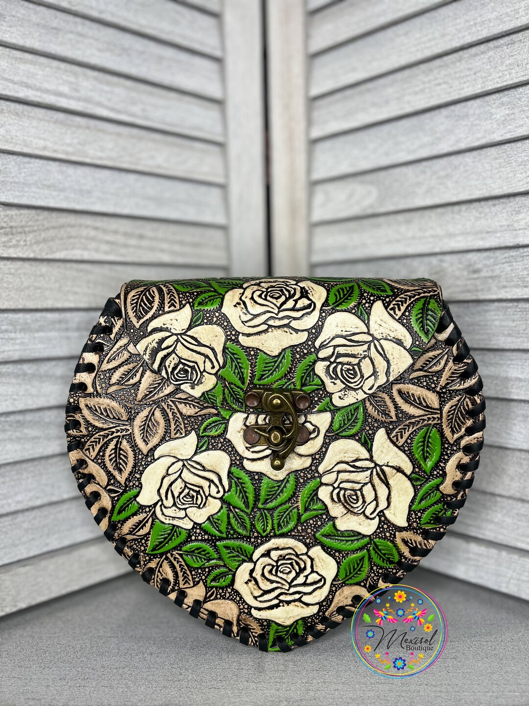 Rose Leather Hand-tooled Purse/mexican Leather Purse/embossed - Etsy