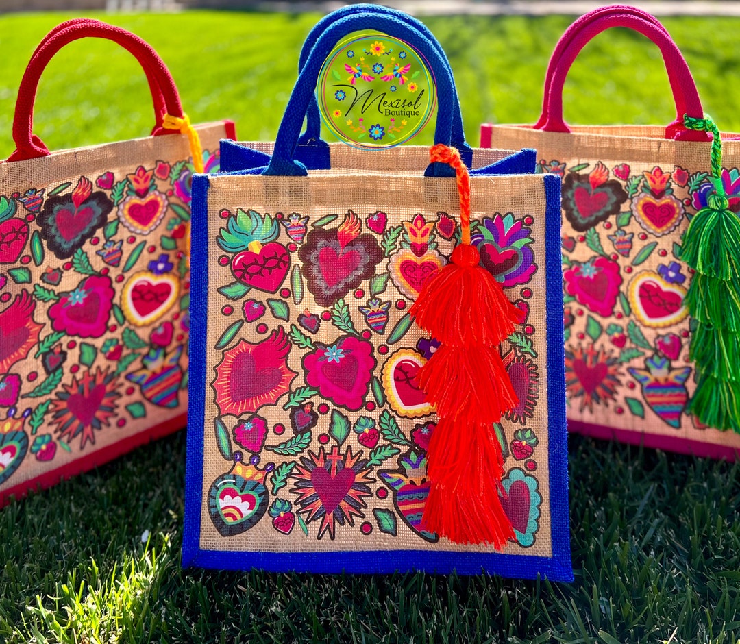 Jute Tote Bag, Burlap Tote With Tassel, Bolsa De Yute Con Pompon - Etsy