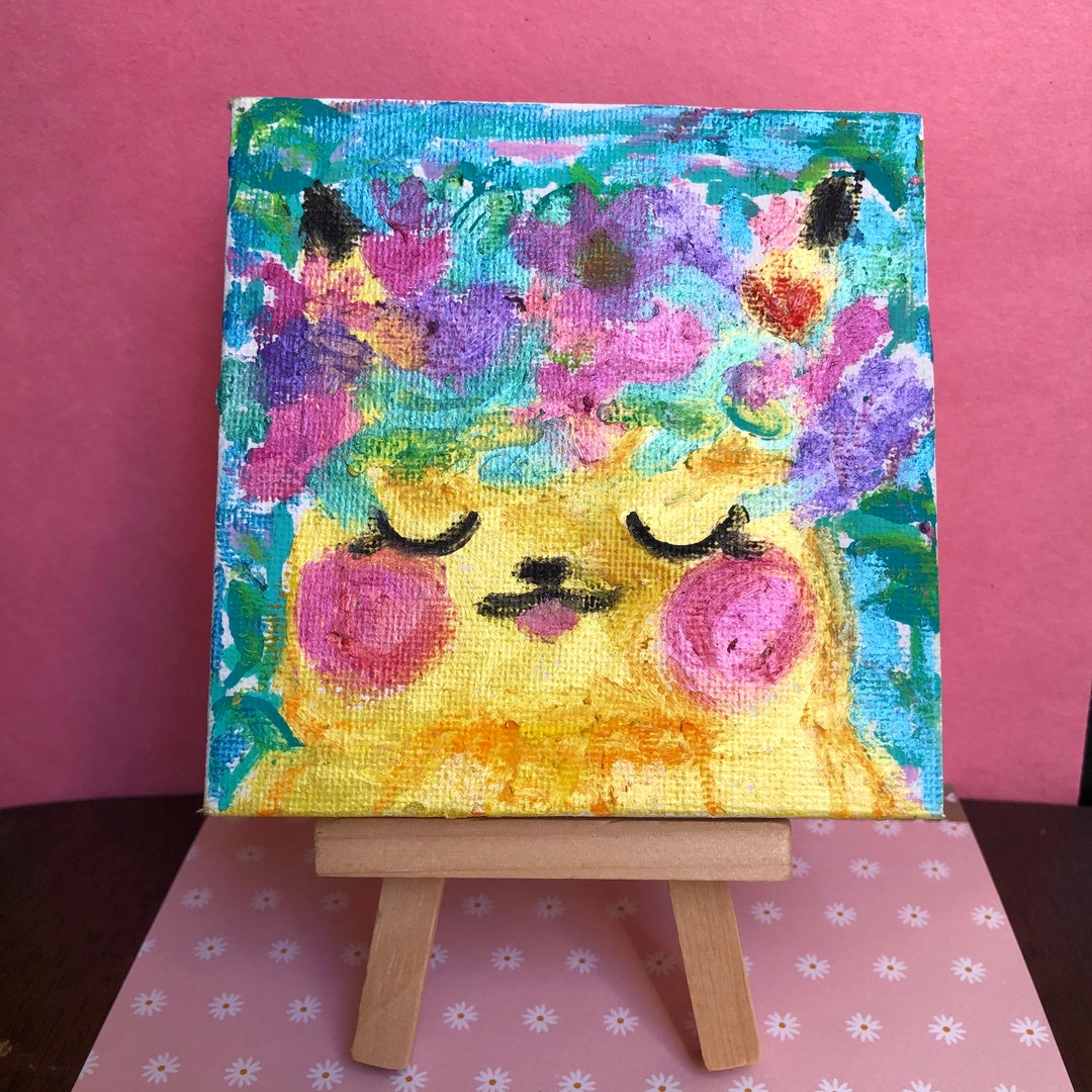 Flower Crown Pika 4x4” Mini Painting - Etsy