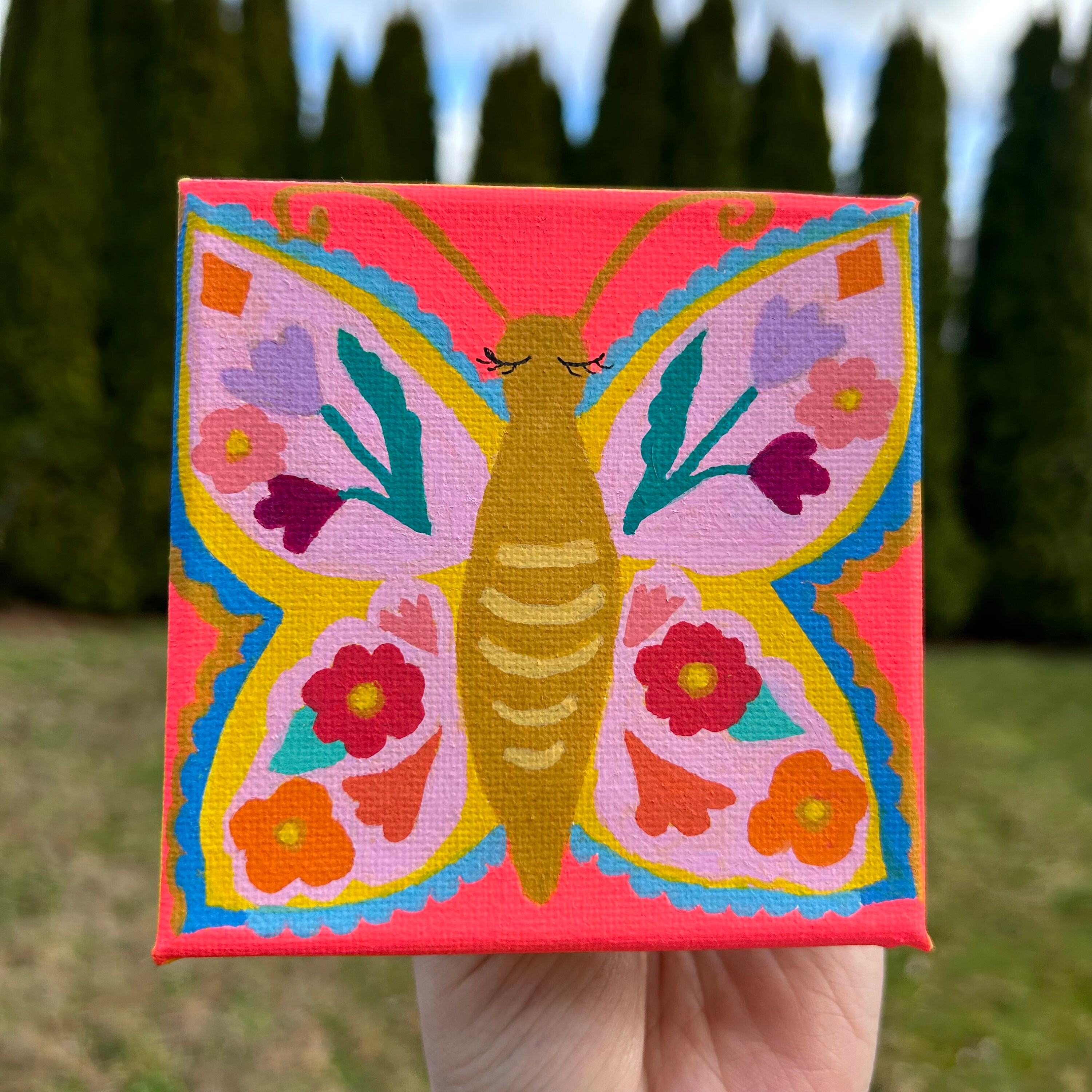 Butterfly Bright 4x4" Mini Canvas Painting - Etsy