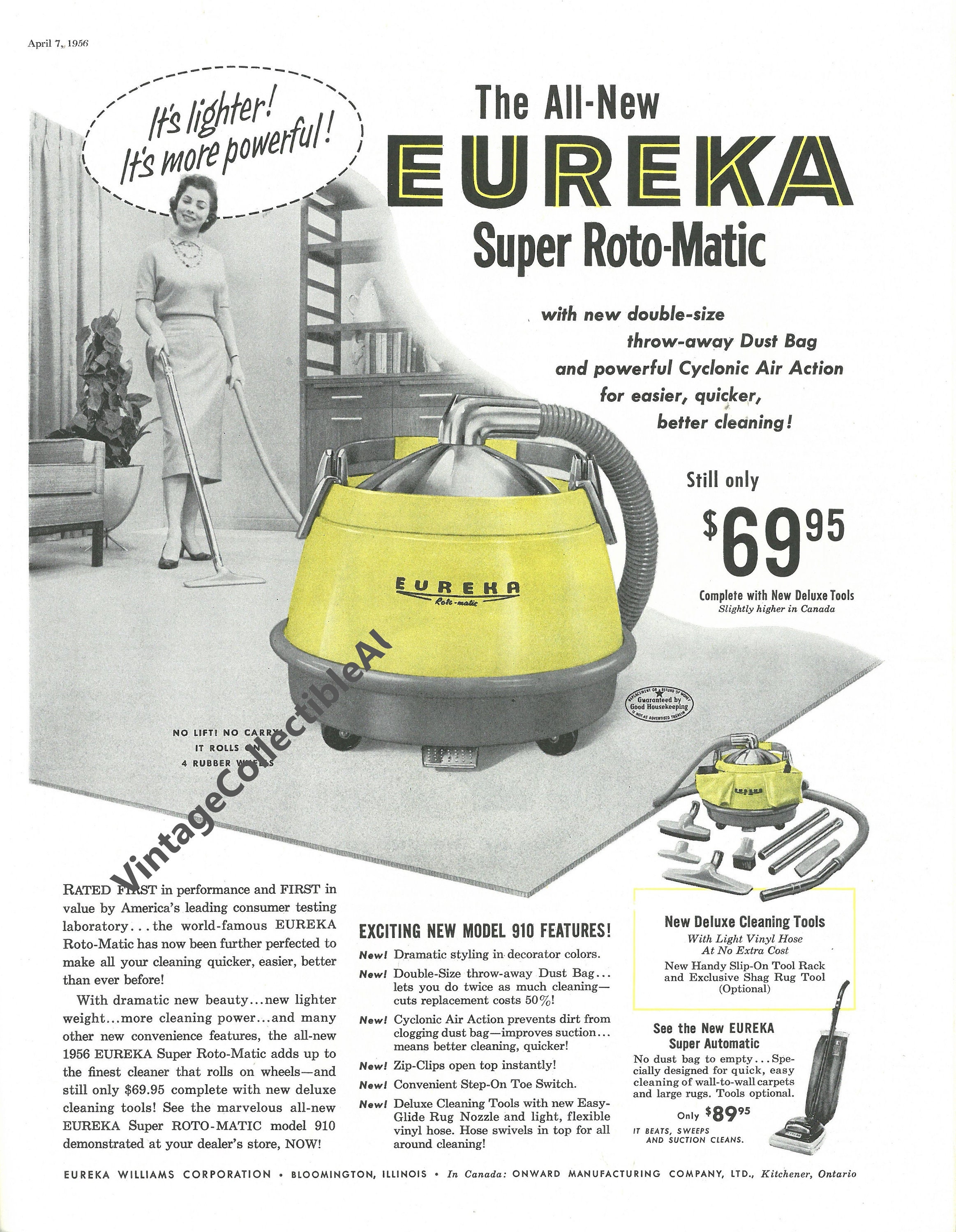 EUREKA Super Roto-matic Magazine Advertisment 1956: INSTANT - Etsy